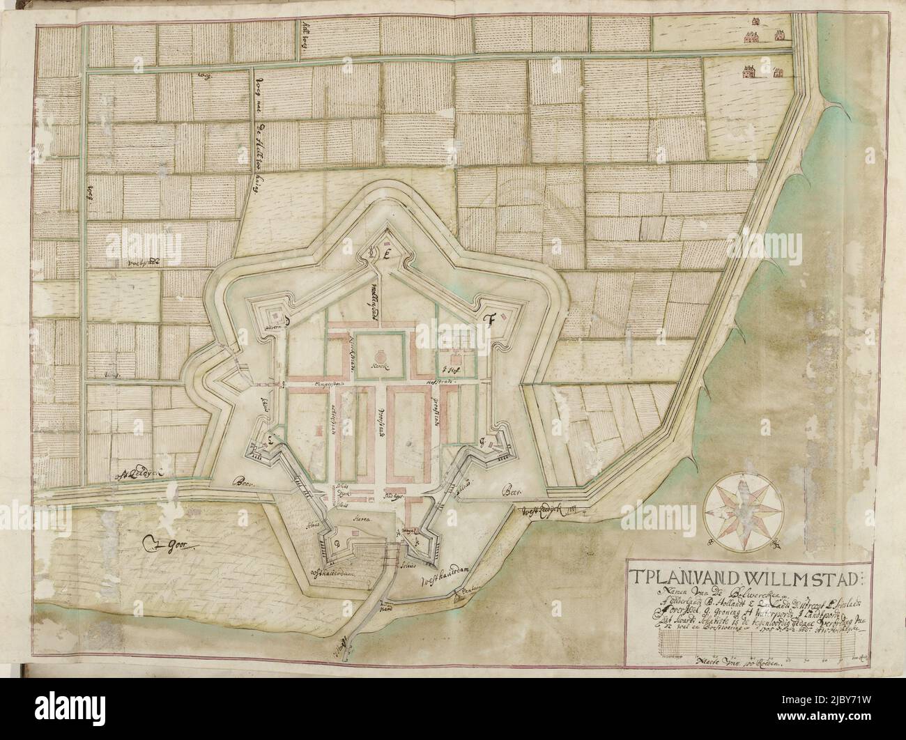Map of Willemstad, 1705, Arnold Willem Holthuisen (van), 1705, Map of ...