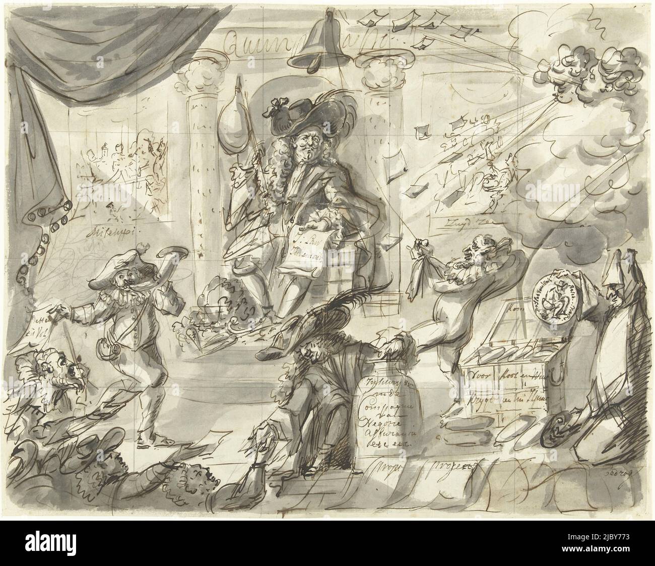 Quincampoix or the great Wind and Cabbage Salesman, 1720, anonymous ...