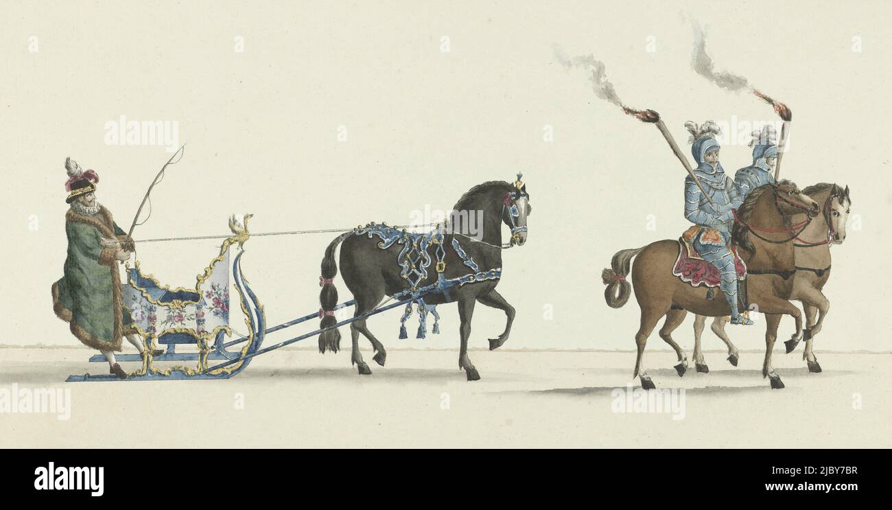 First sledge, Abraham Delfos, 1776, The first sledge in the procession ...