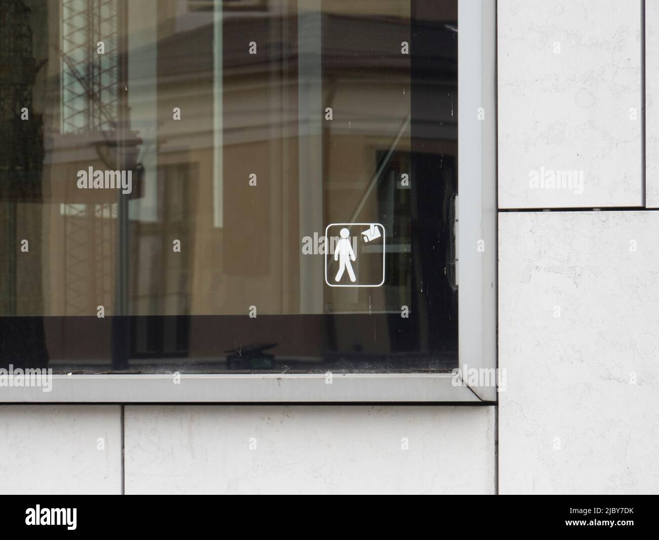 window sticker with surveillance camera Stock Photo - Alamy