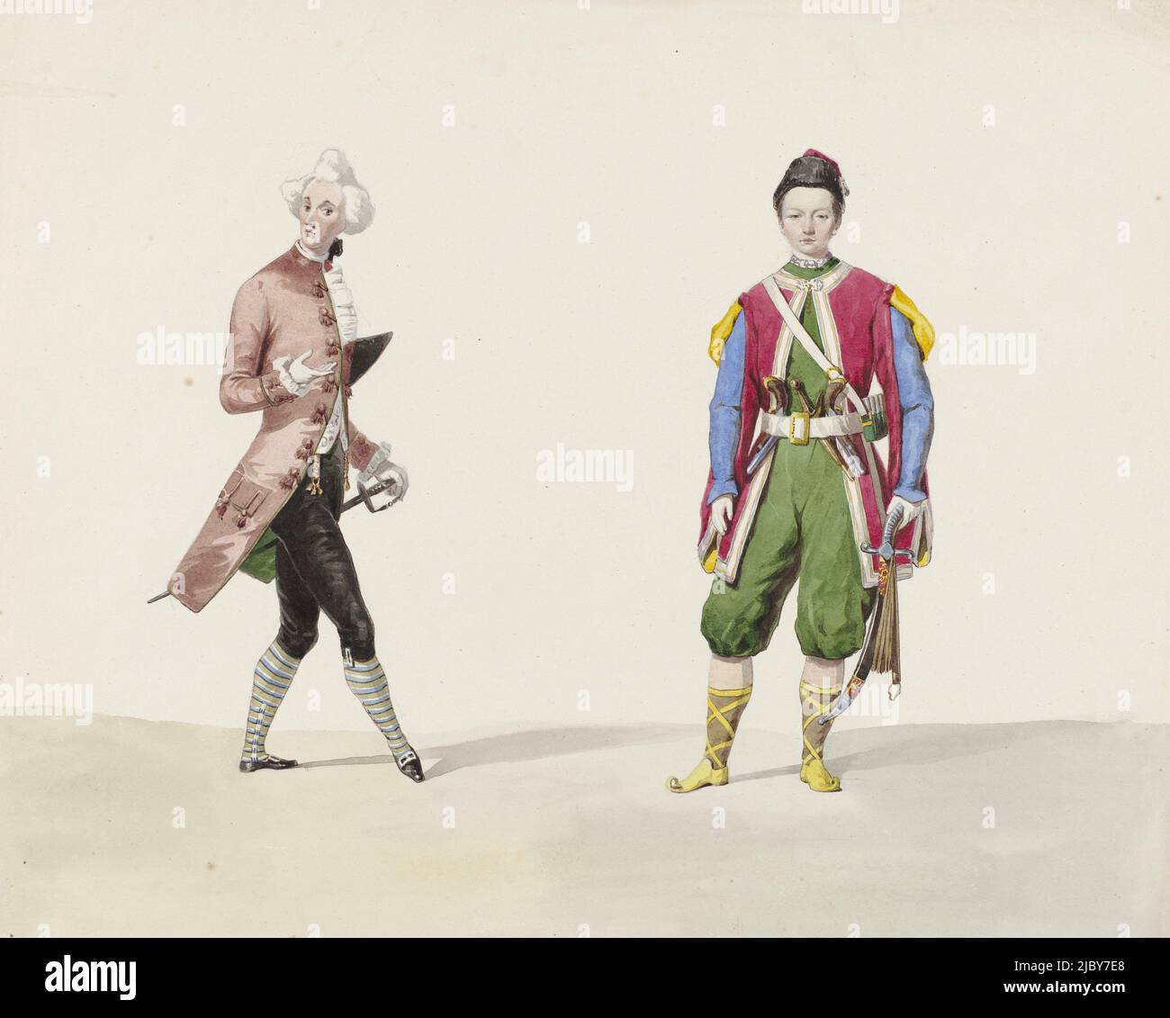 Two men in historical costume, 1841, Huib van Hove Bz, 1841, Two men in ...