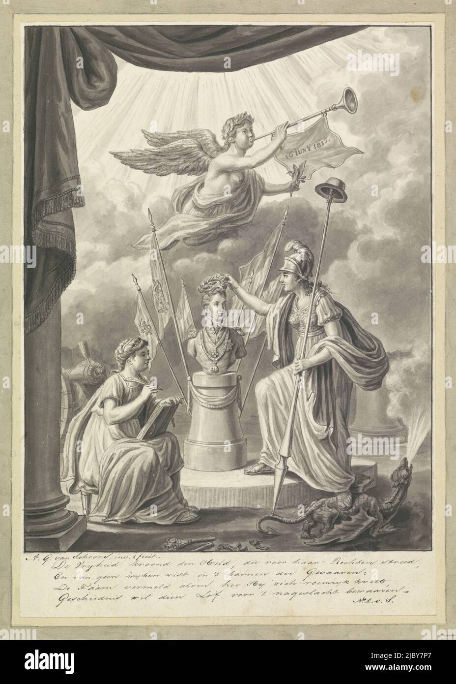 Allegory of the bravery of the Prince of Orange, 1815, Adrianus ...