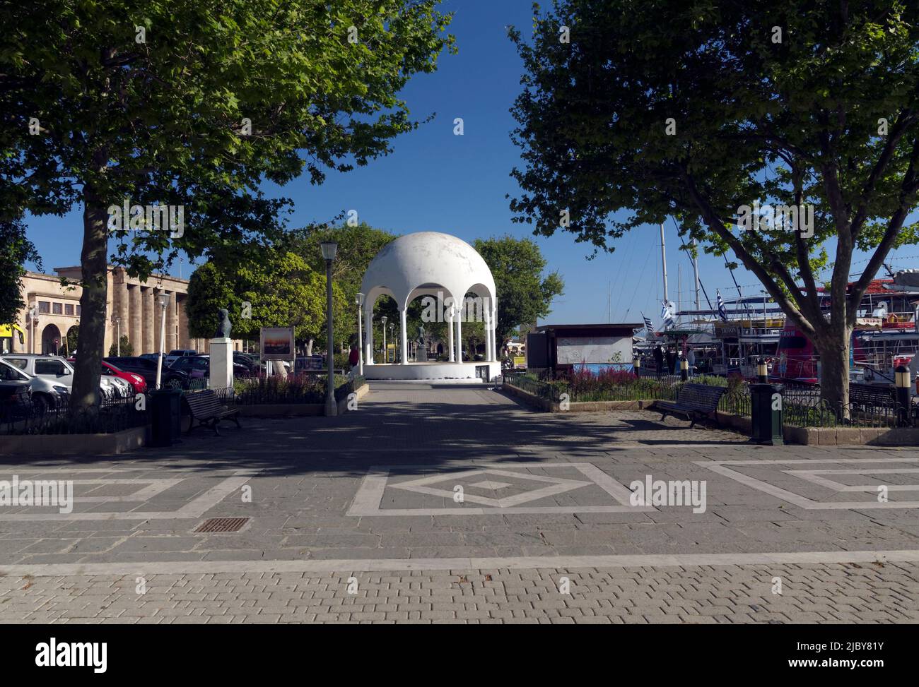 Public art. harbourside promenade, Rhodes Town, Rhodes Island, Greece ...