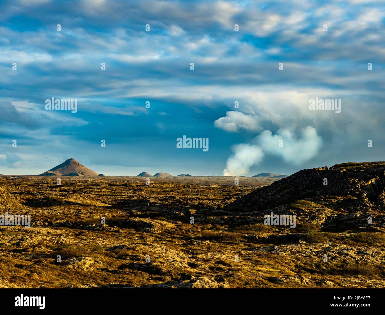 Steam cloud from Fagradalsfjall Volcanic eruption, Iceland Stock Photo ...