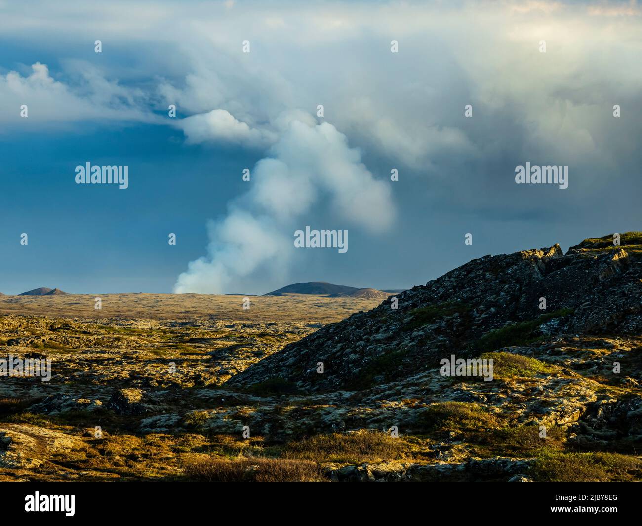Steam cloud from Fagradalsfjall Volcanic eruption, Iceland Stock Photo ...