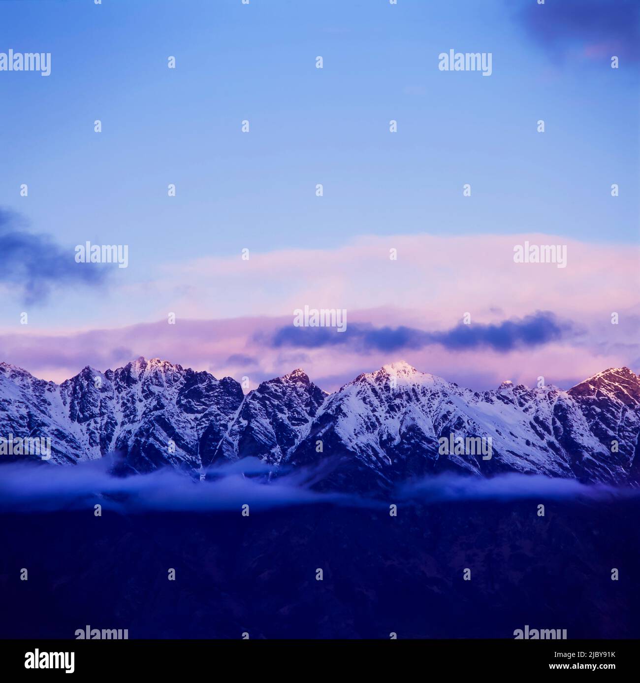 Snow capped Remarkables mountain range in New Zealand Stock Photo - Alamy
