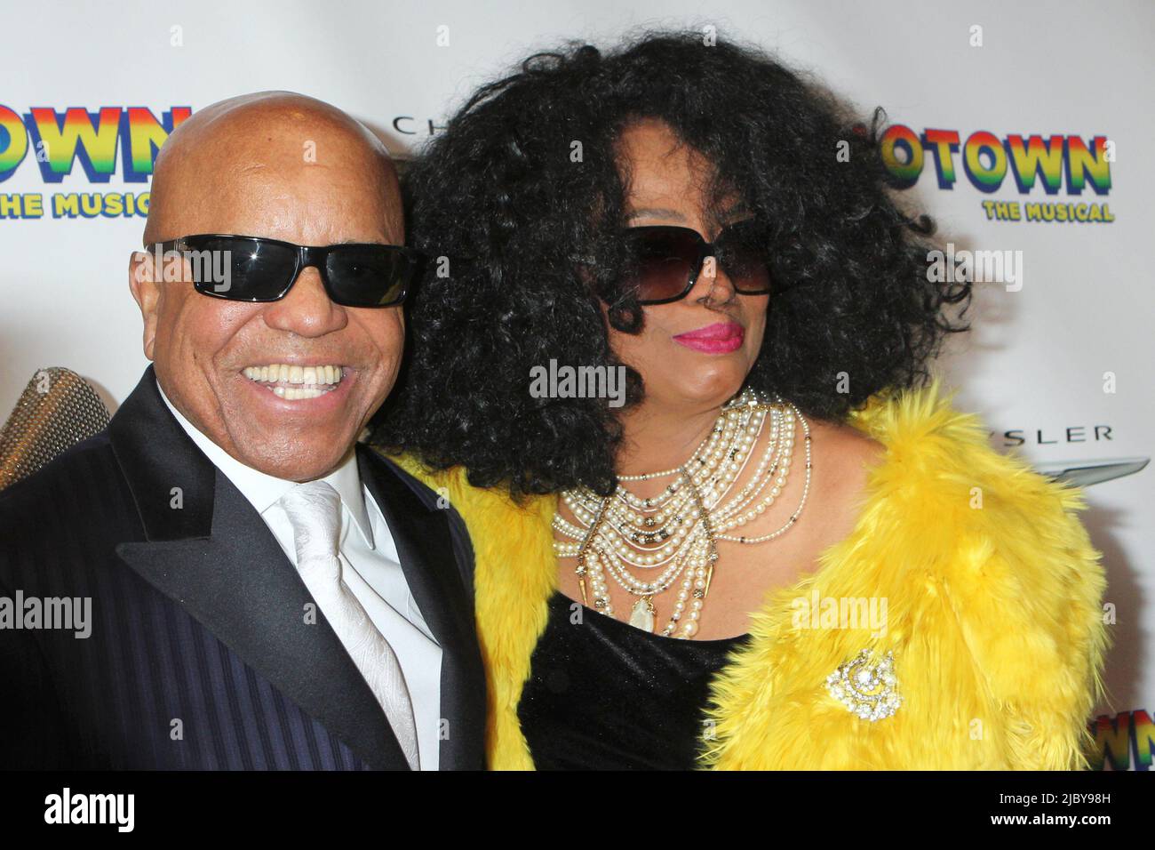 Berry Gordy and Diana Ross arriving at the opening night of "Motown ...