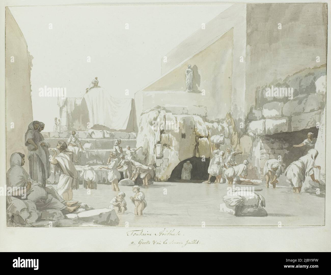 Fountain Arethuse with spring, Louis Ducros, 1778, Drawing from the ...