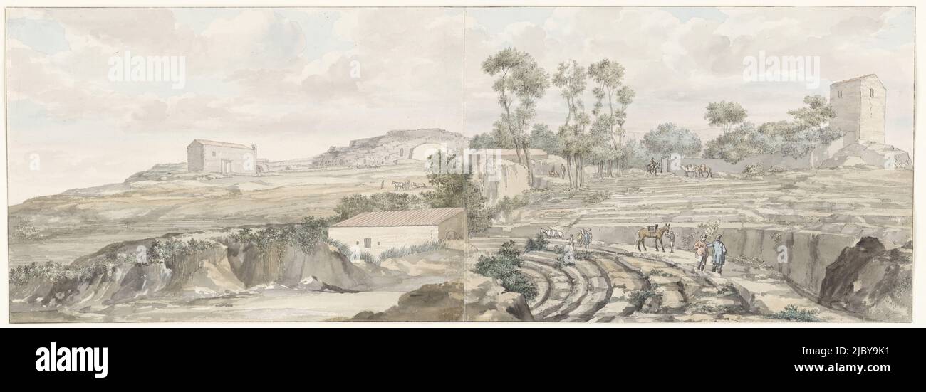 Interior with stairs of theater in Syracuse, Louis Ducros, 1778 ...