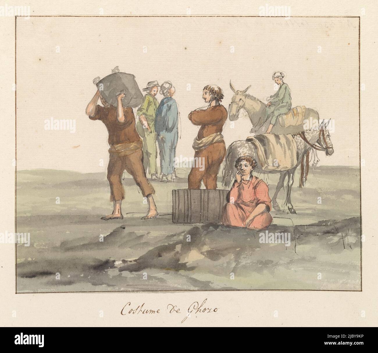 Costumes of island of Gozo, Louis Ducros, 1778, Drawing from the album ...