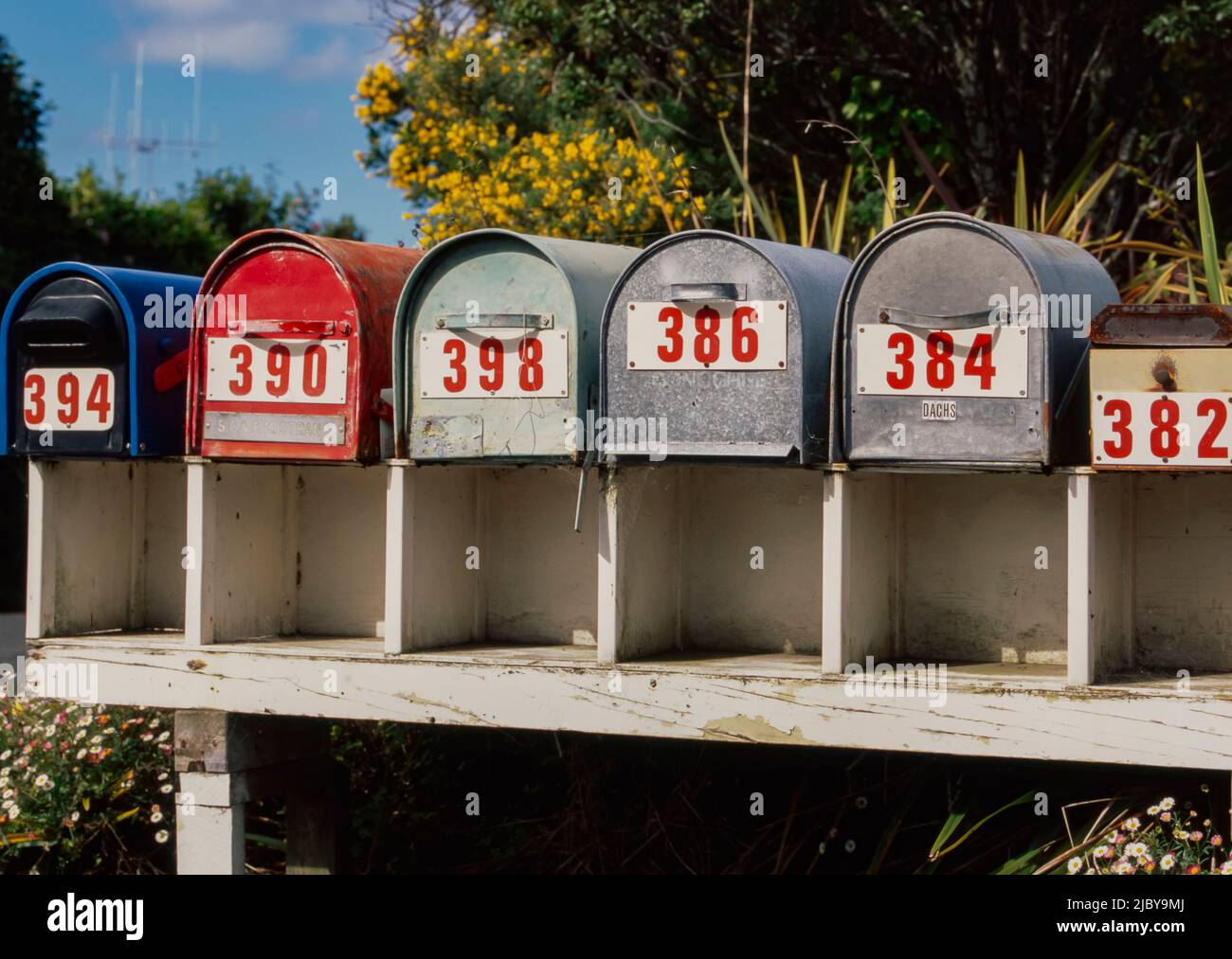 Row of letterboxes in rural setting Stock Photo - Alamy