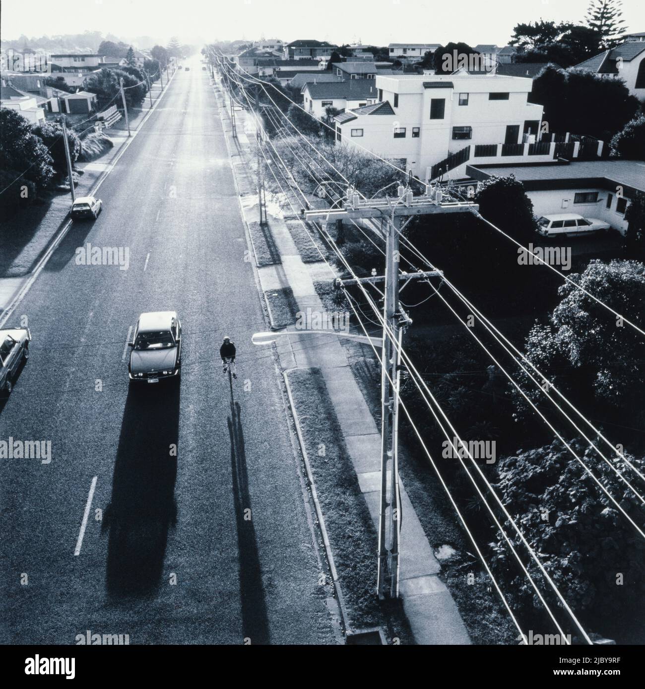 Aerial of suburbian street - B&W Stock Photo - Alamy