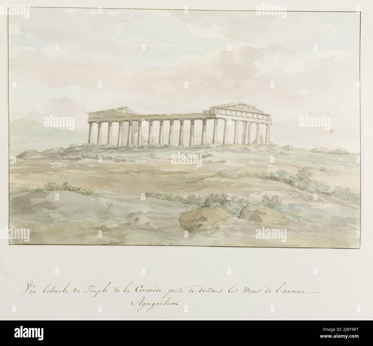 Side view of Concorde temple within walls of ancient Agrigentum, Louis ...
