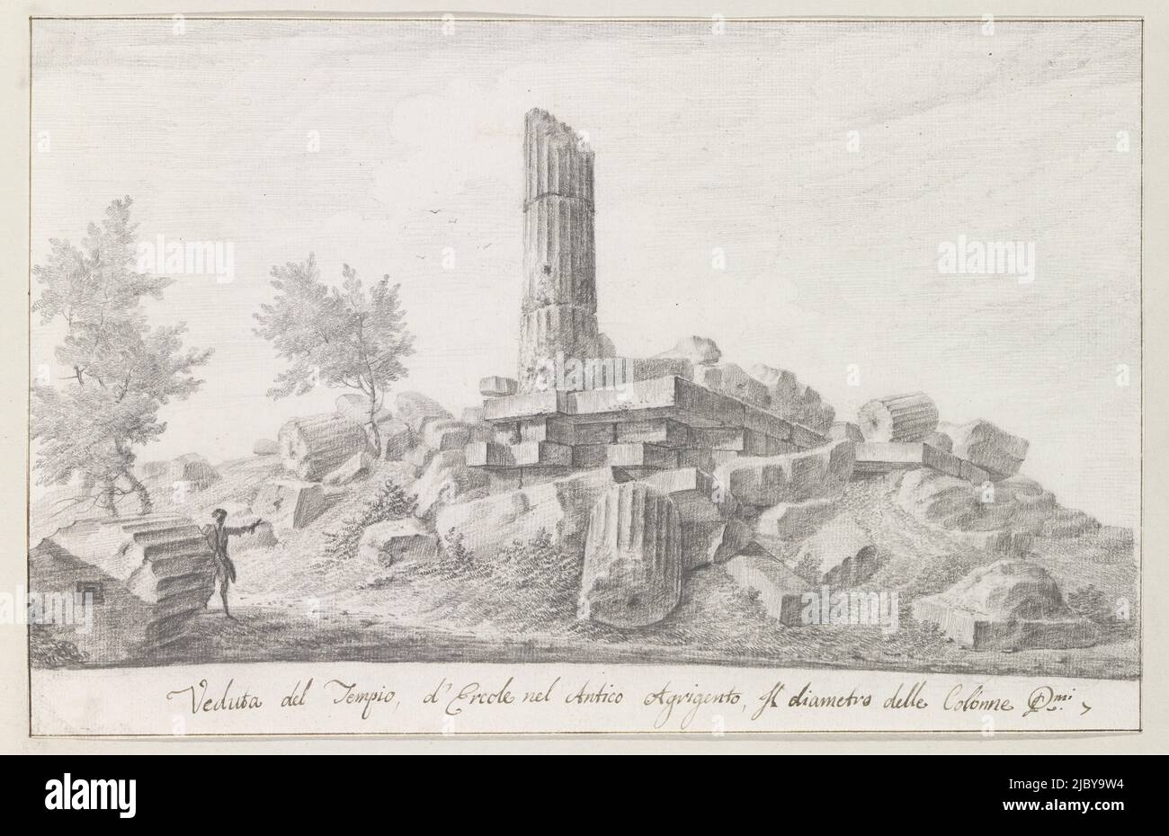 Remains of Hercules temple in ancient Agrigento, Louis Mayer, 1778 ...