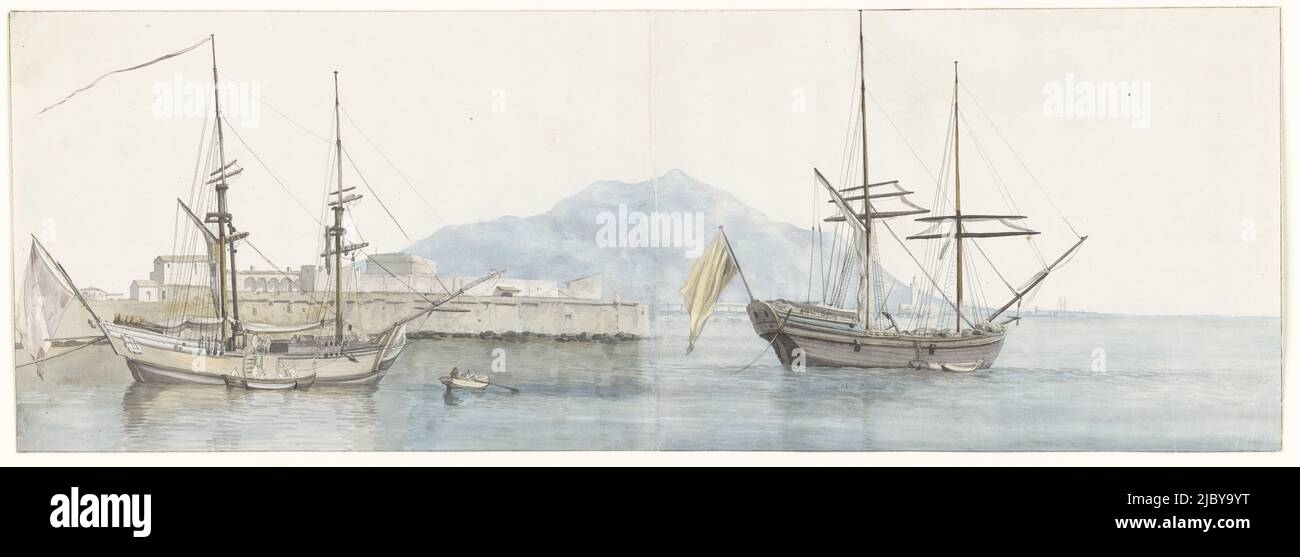 View of the small port of Palermo, Louis Ducros, 1778, Drawing from the ...