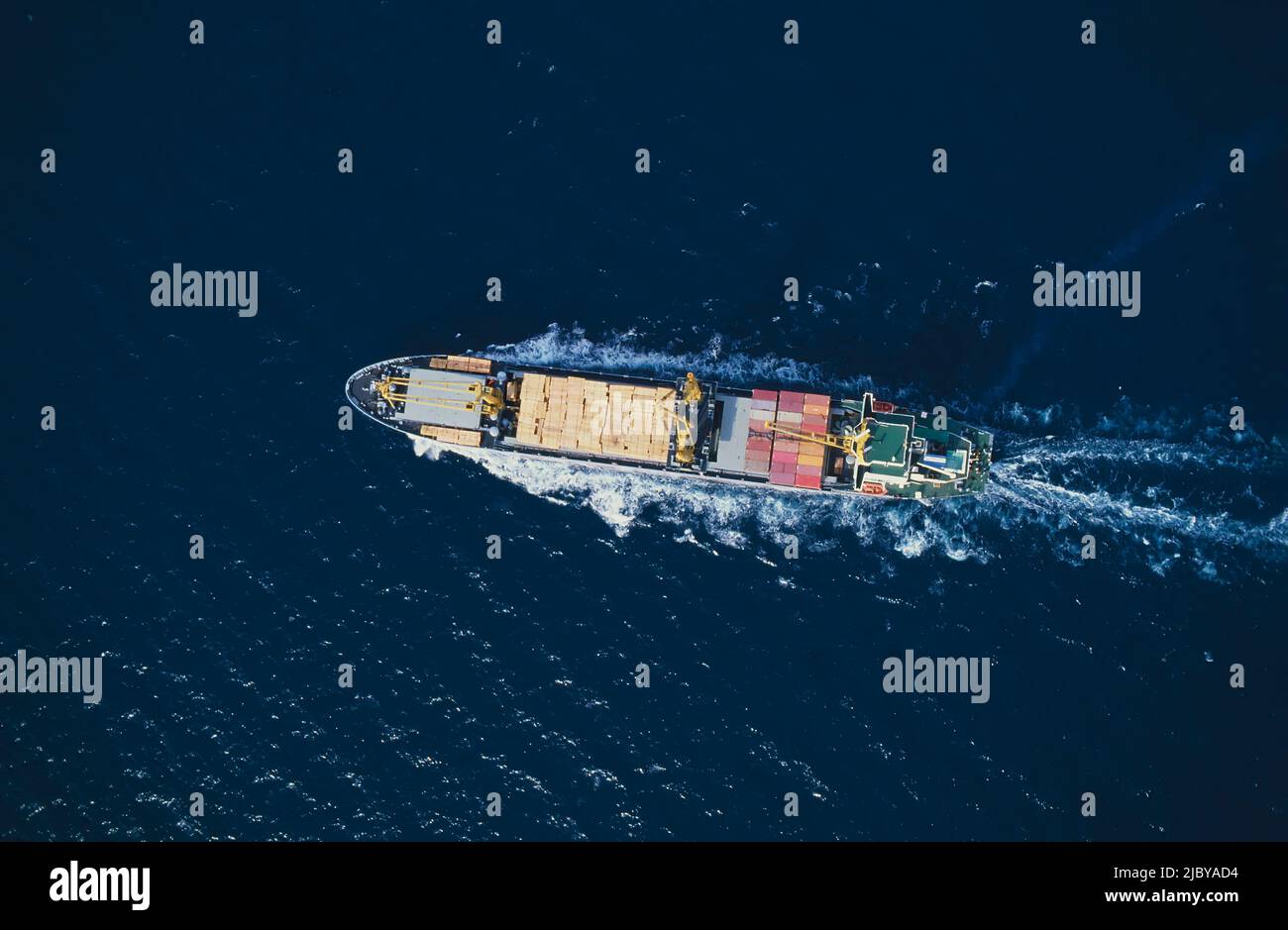 Aerial of cargo ship at sea Stock Photo - Alamy