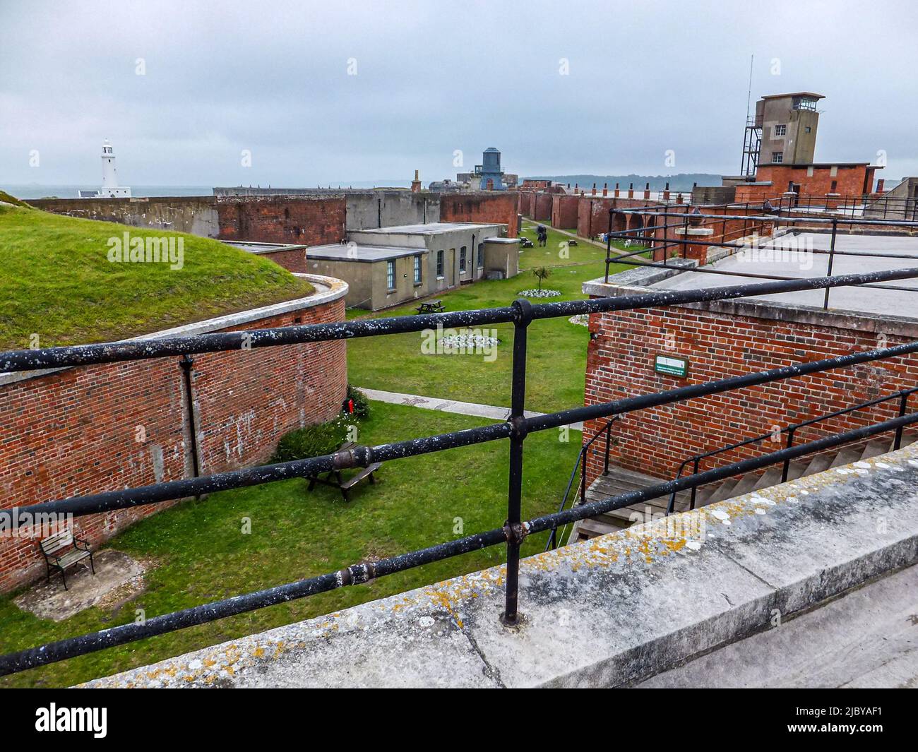 The interior grounds of Hurst Castle in Milford-on-Sea, Hampshire ...