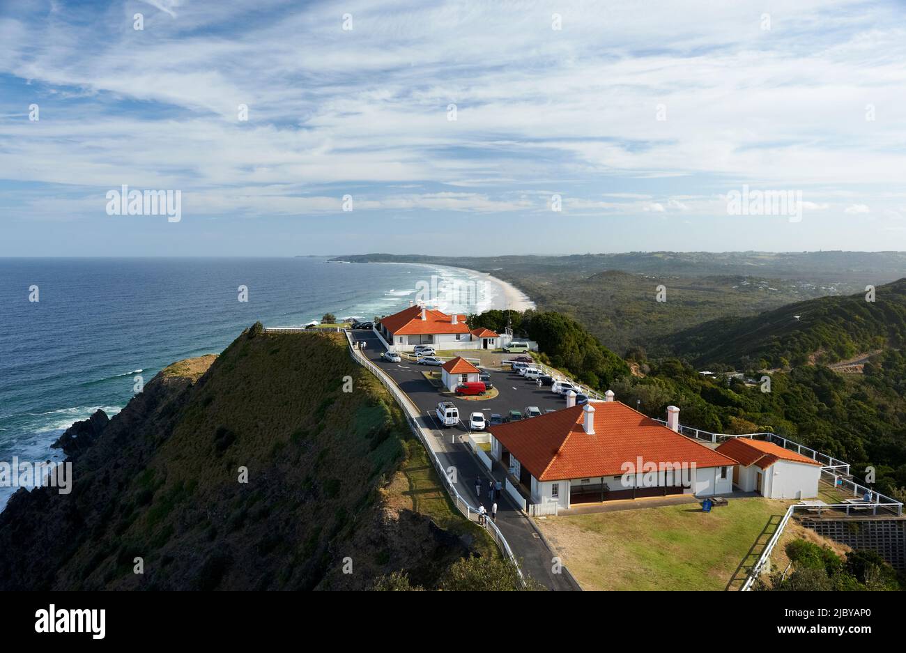 Aerial view of lighthouse keepers cottages and looking along Tallow ...