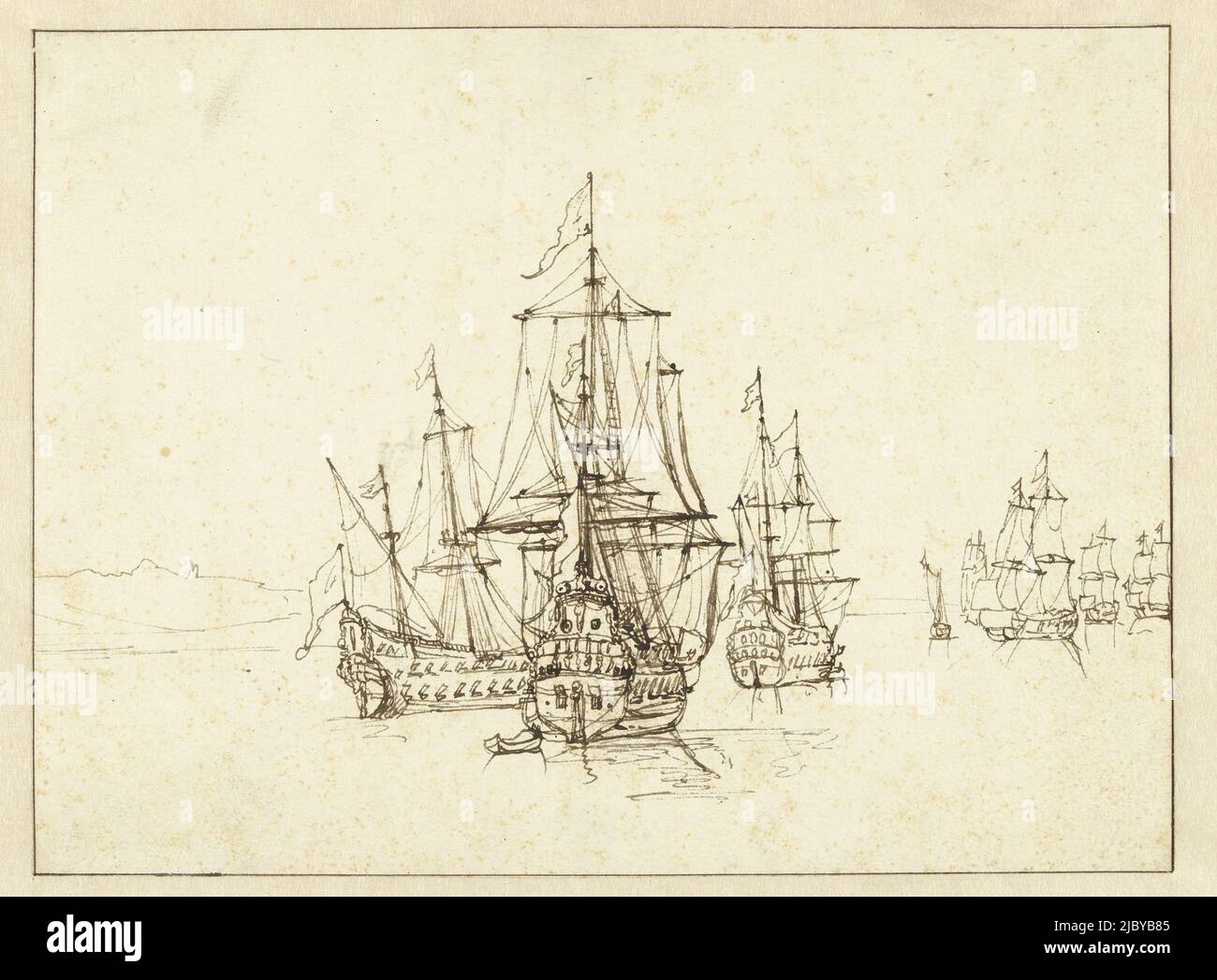 Fleet of warships, anonymous, 1600 - 1699, draughtsman: anonymous, 1600 ...