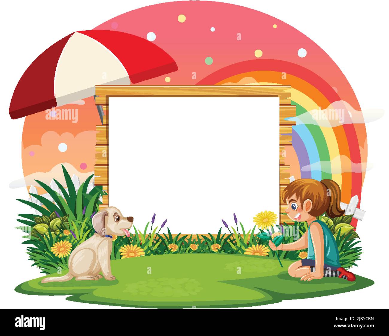 Empty board with cartoon character illustration Stock Vector Image ...