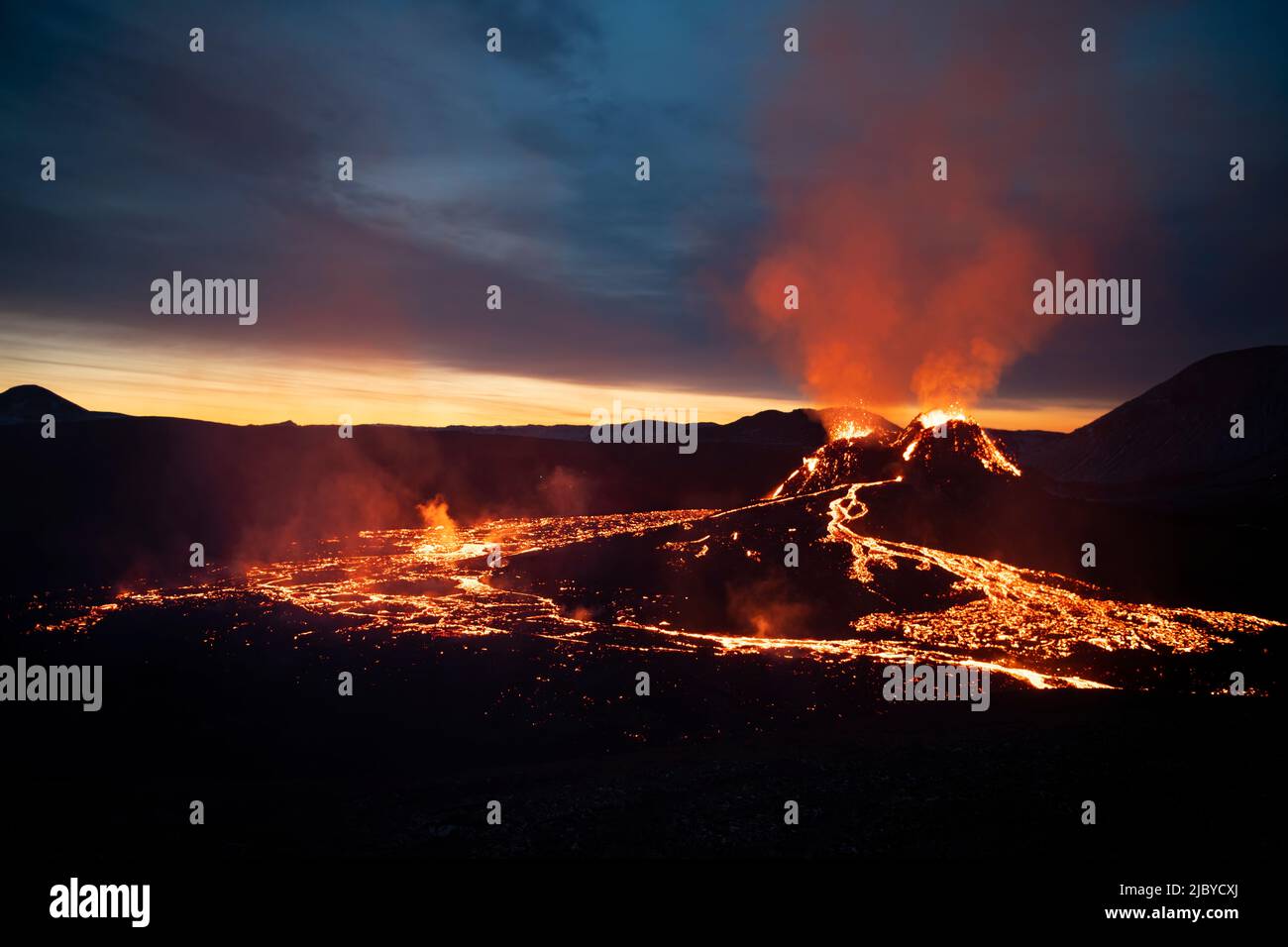 Reykjanes Peninsula, Iceland - March 27th 2021: Volcanic eruption ...