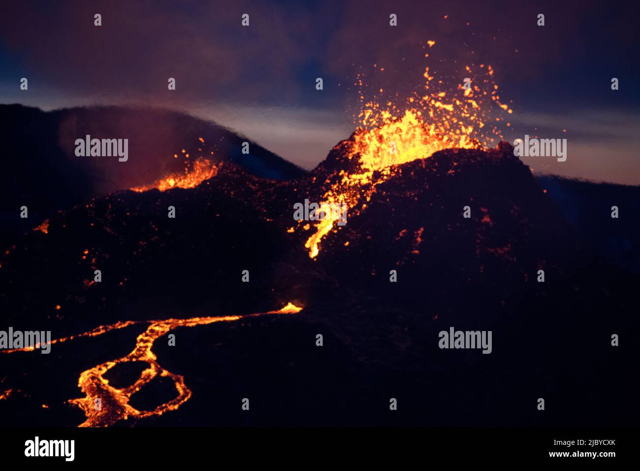 Reykjanes Peninsula, Iceland - March 27th 2021: Volcanic eruption ...