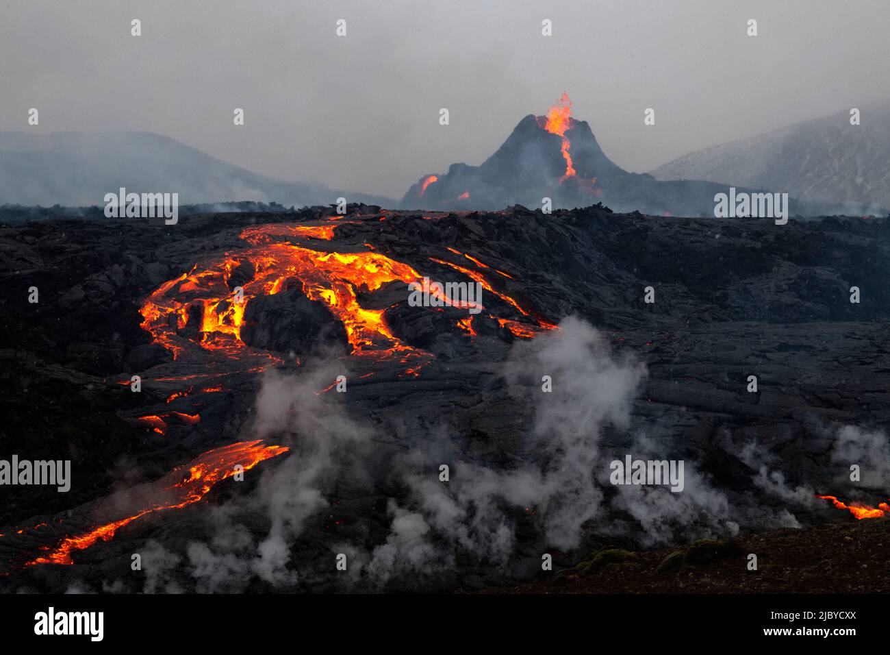 Reykjanes Peninsula, Iceland - March 23rd 2021: Volcanic eruption ...