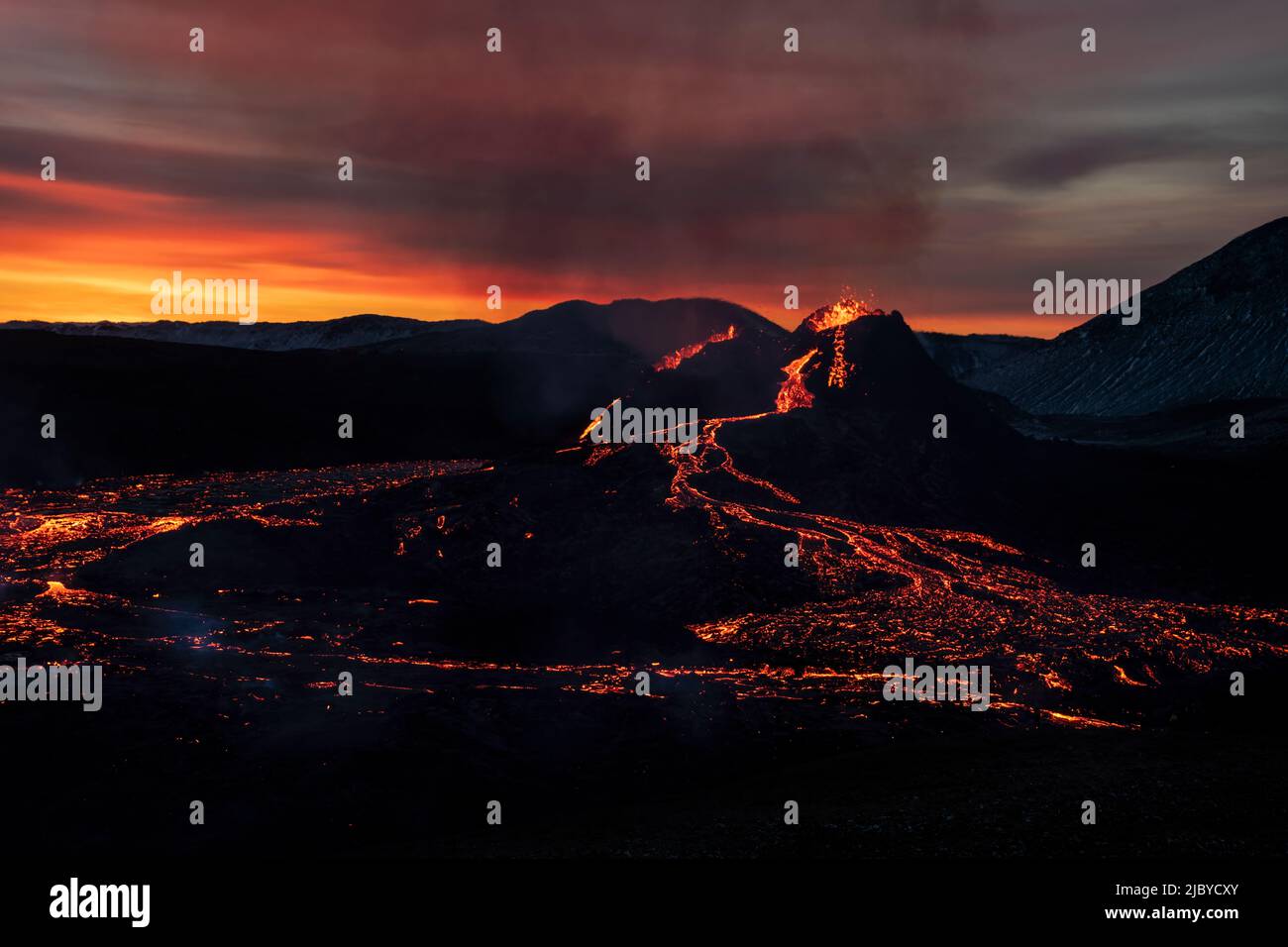 Reykjanes Peninsula, Iceland - March 27th 2021: Volcanic eruption ...
