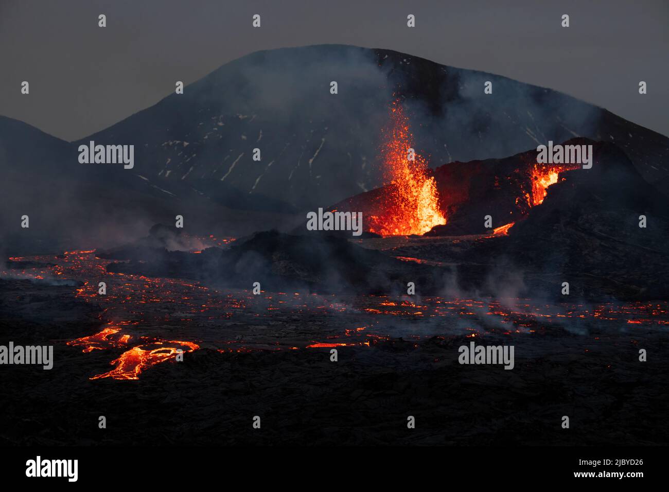 Reykjanes Peninsula, Iceland - April 2nd 2021: Volcanic eruption ...