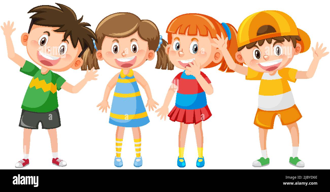 Group of happy children cartoon illustration Stock Vector Image & Art ...