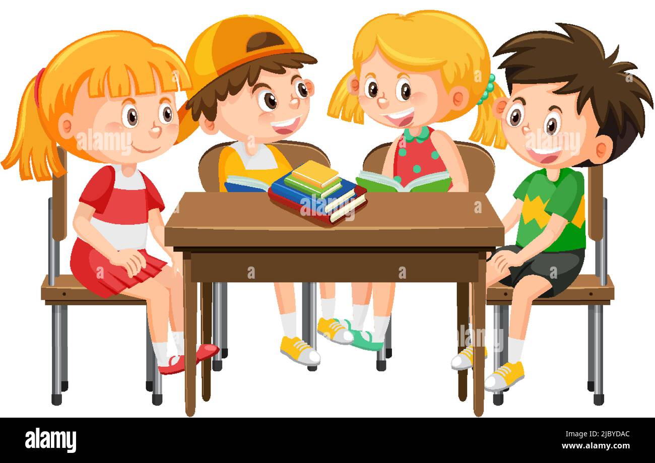 Students sitting on school desk illustration Stock Vector Image & Art ...