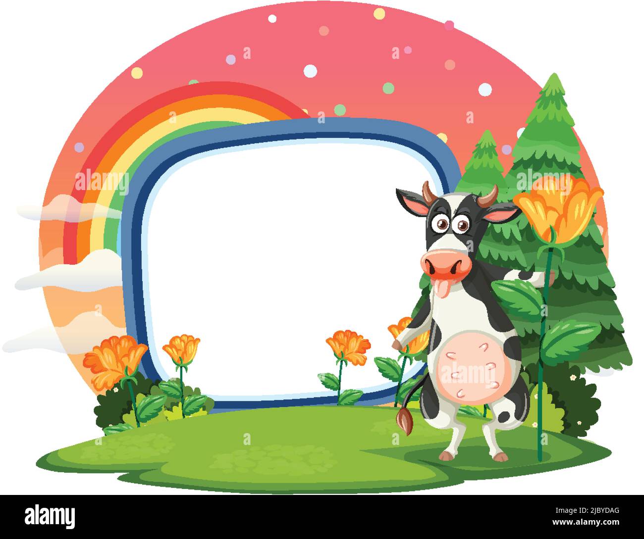 Empty board with cartoon character illustration Stock Vector Image ...
