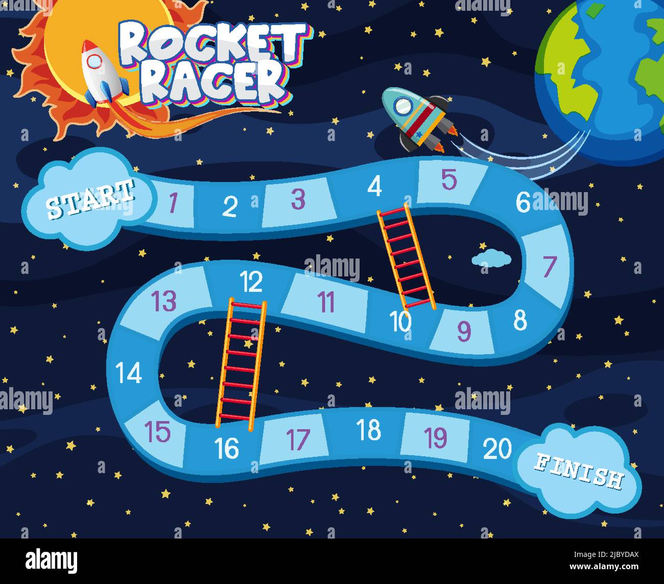 Game template with space theme background illustration Stock Vector ...