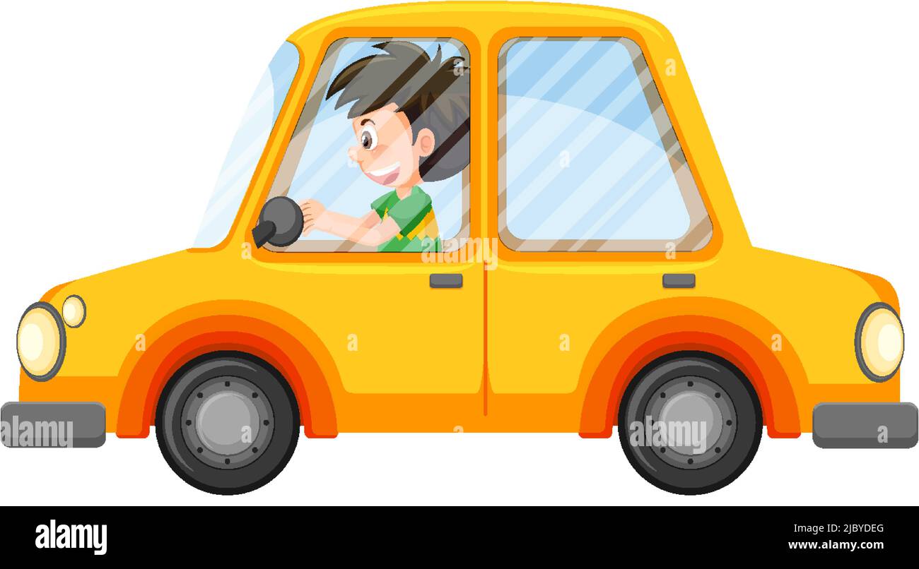 Driver boy in a car cartoon illustration Stock Vector Image & Art - Alamy