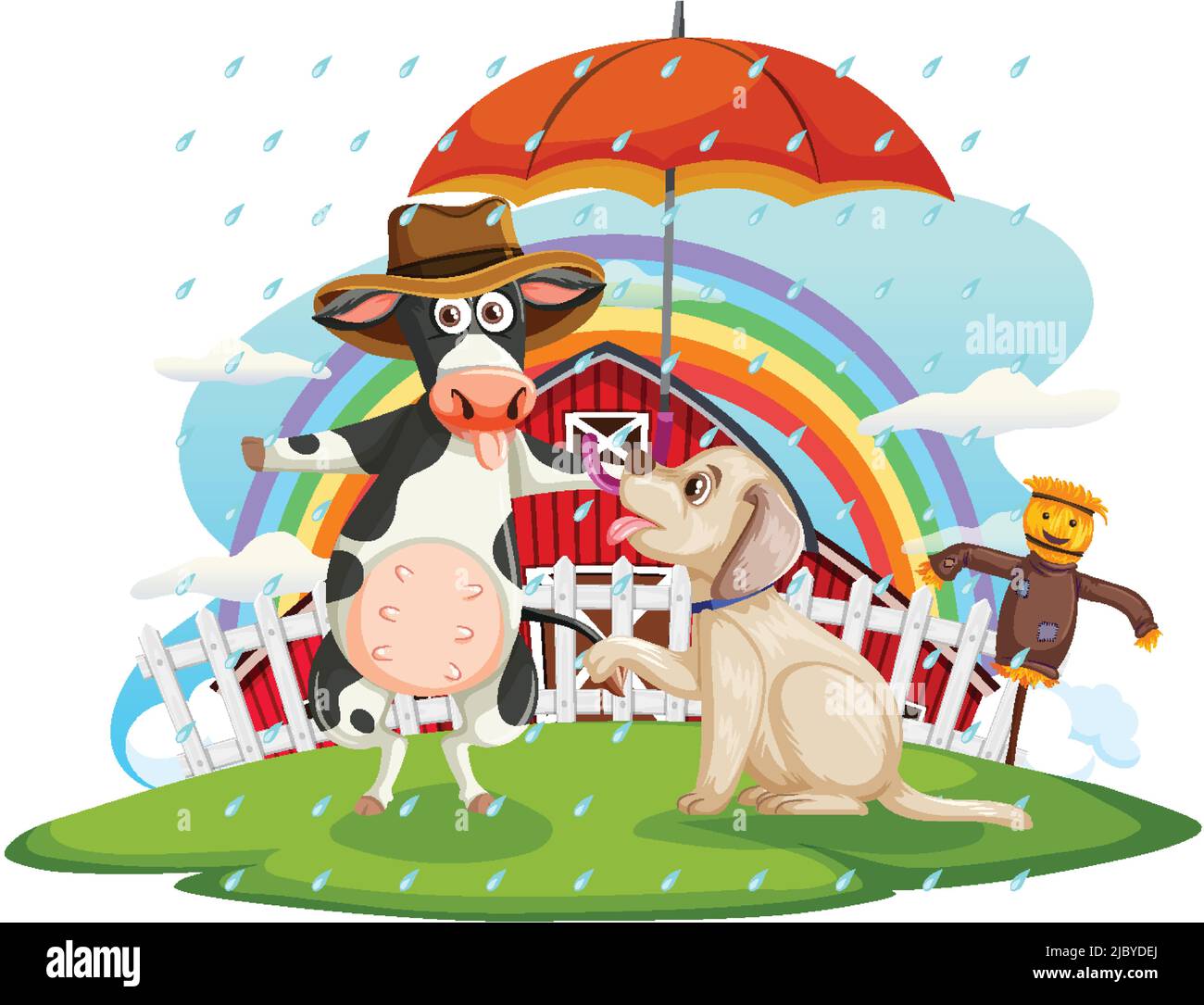 Cow and dog friendship illustration Stock Vector Image & Art - Alamy