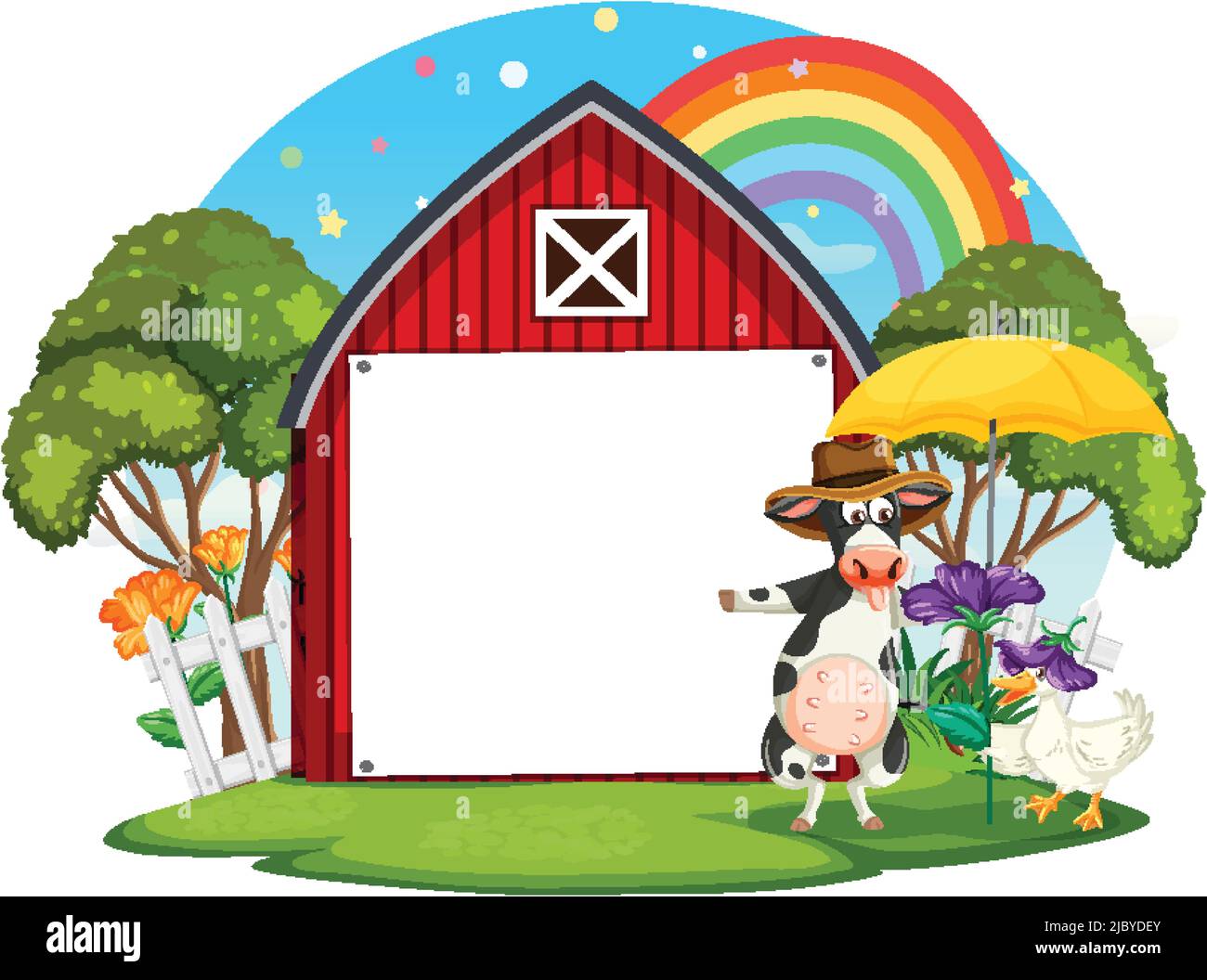 Empty board template with cartoon character illustration Stock Vector ...