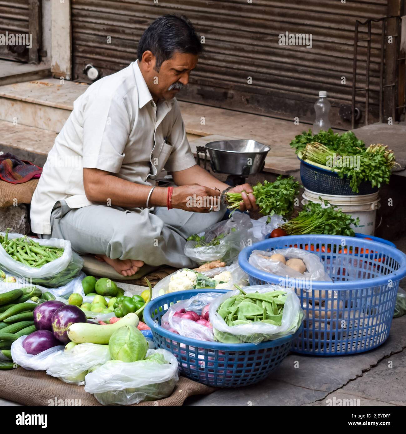 Old Delhi, India – April 15, 2022 - Portrait of shopkeepers or street ...