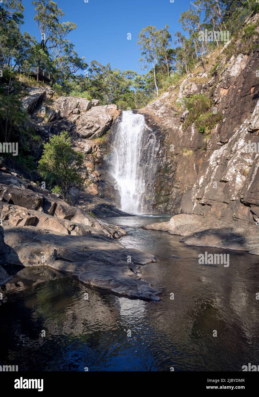 Waterfall flowing into stream at Mount Tamborine Stock Photo - Alamy