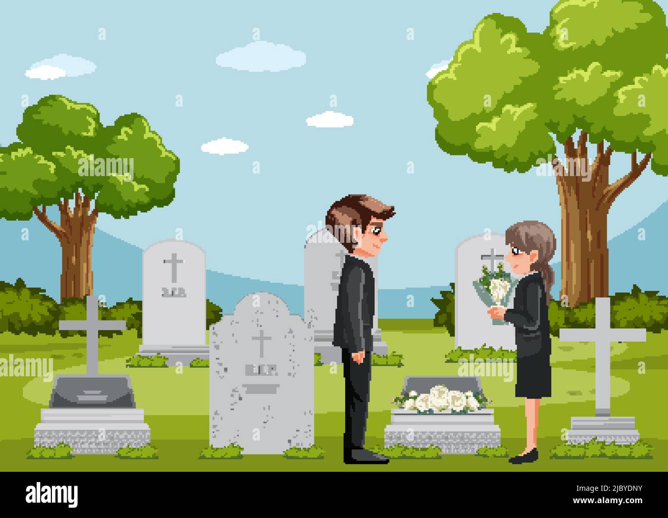 People at funeral ceremony illustration Stock Vector Image & Art - Alamy