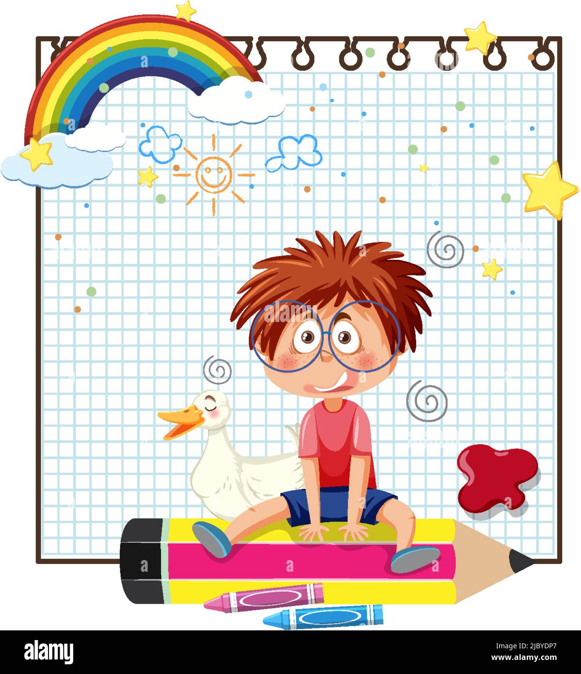 Empty board template with cartoon character illustration Stock Vector ...