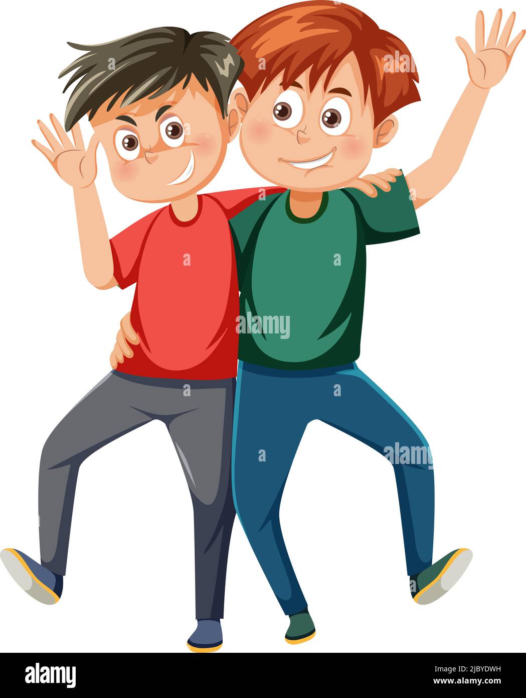 Best friends boys cartoon character illustration Stock Vector Image ...