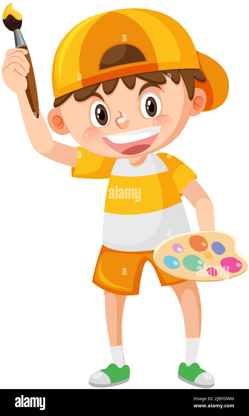 Cartoon artist palette happy smiling Stock Vector Images - Alamy