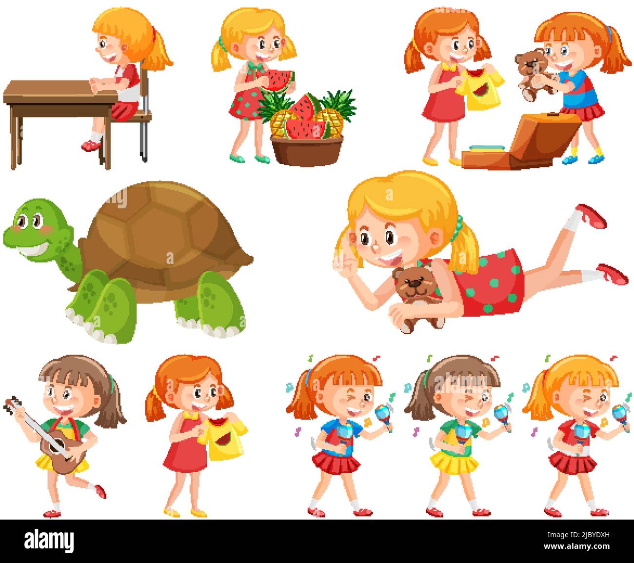 Set of different cute kids and objects illustration Stock Vector Image ...