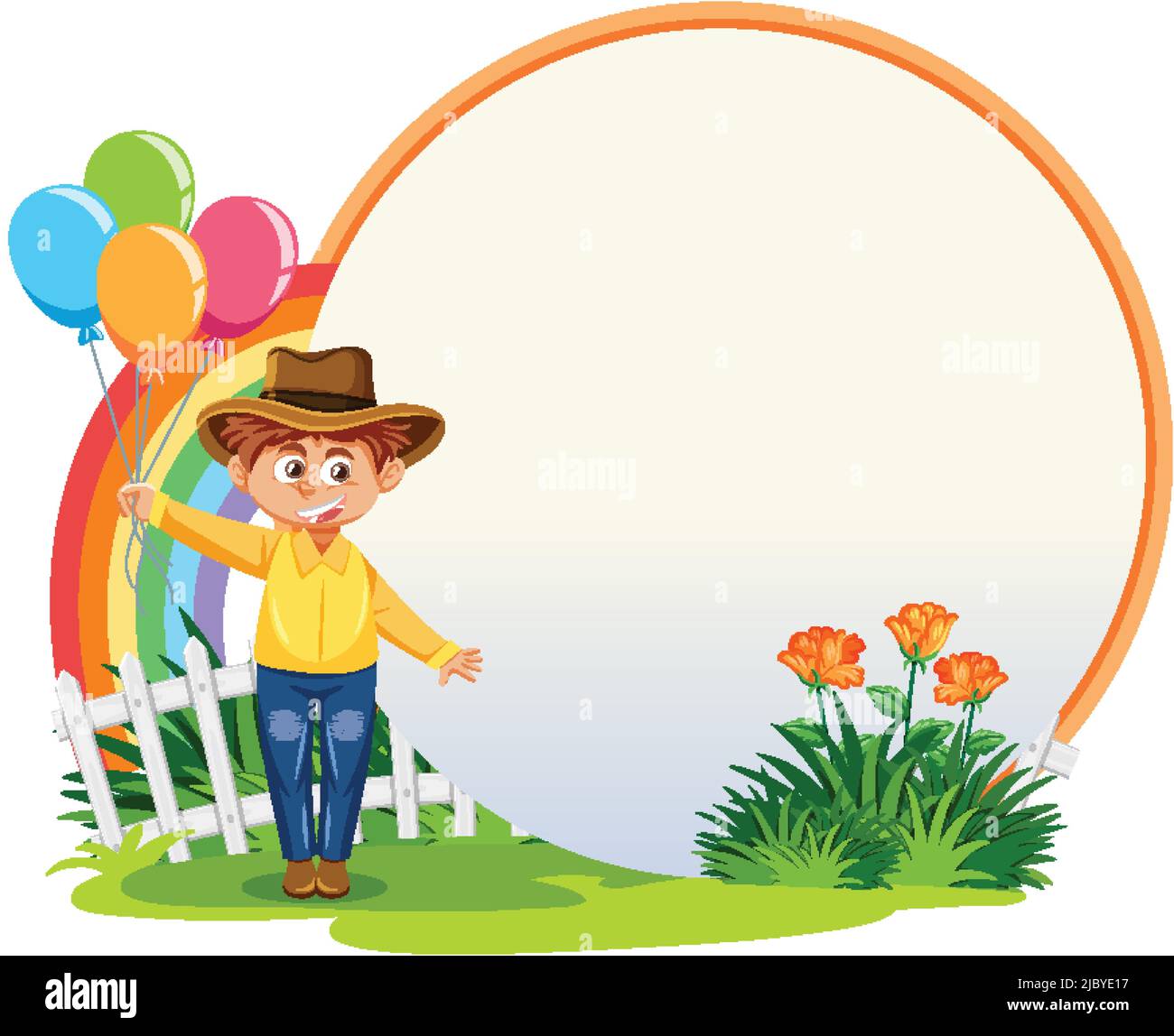Empty board template with cartoon character illustration Stock Vector ...
