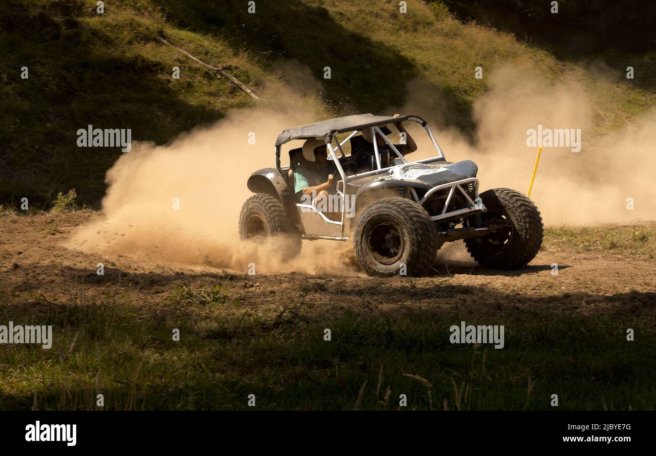 Four Wheel Drive vehicles racing on extreme off road course in ...