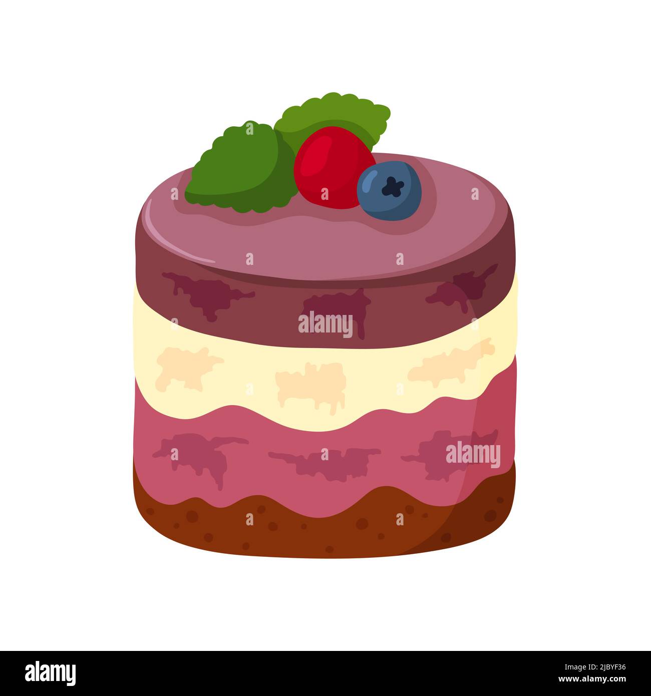 Pretty flat cake. Design sketch element for menu cafe, restaurant ...