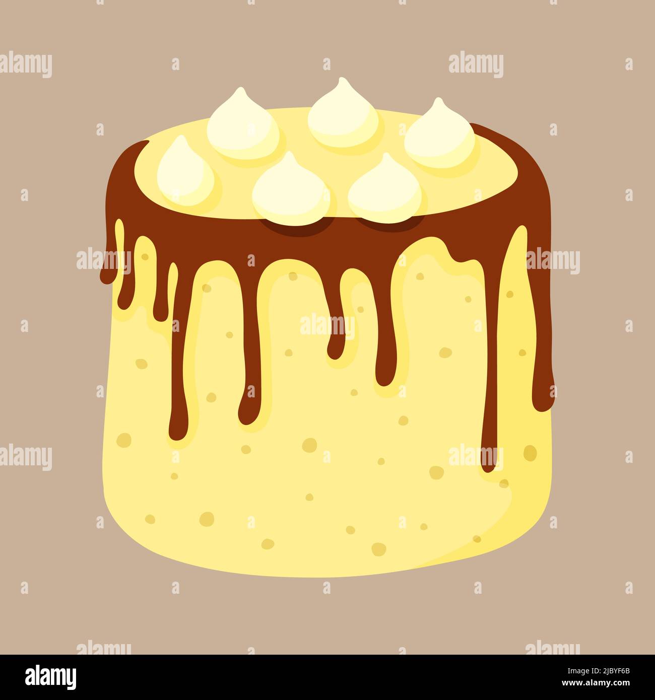 Pretty flat cake. Design sketch element for menu cafe, restaurant ...