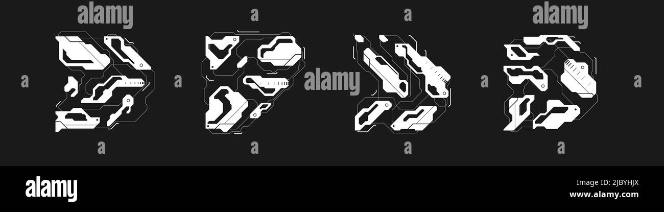 Set of cyberpunk arrows. Kit of futuristic interface cyber elements ...