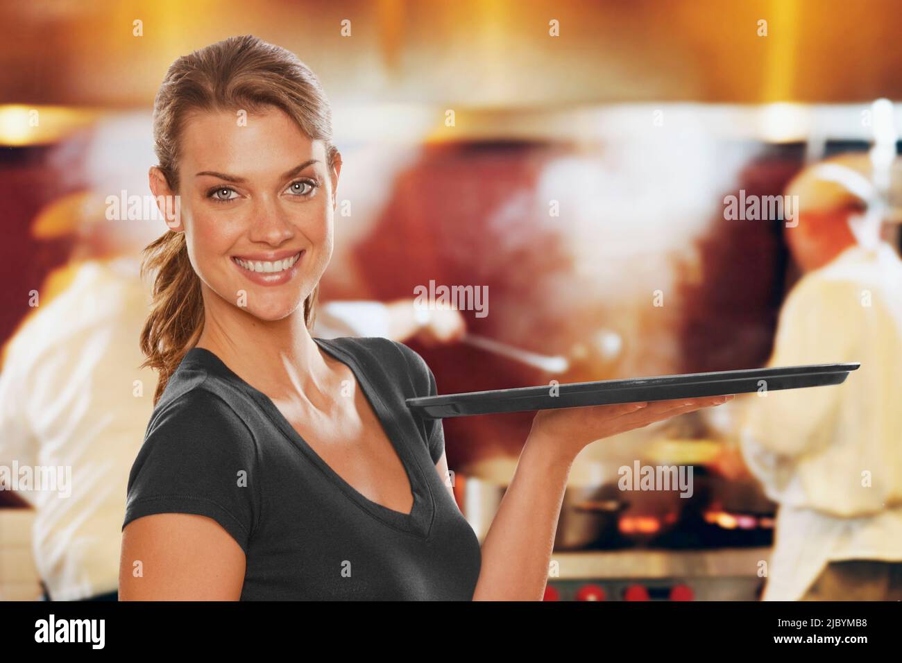 Woman waitress rear view hi-res stock photography and images - Alamy