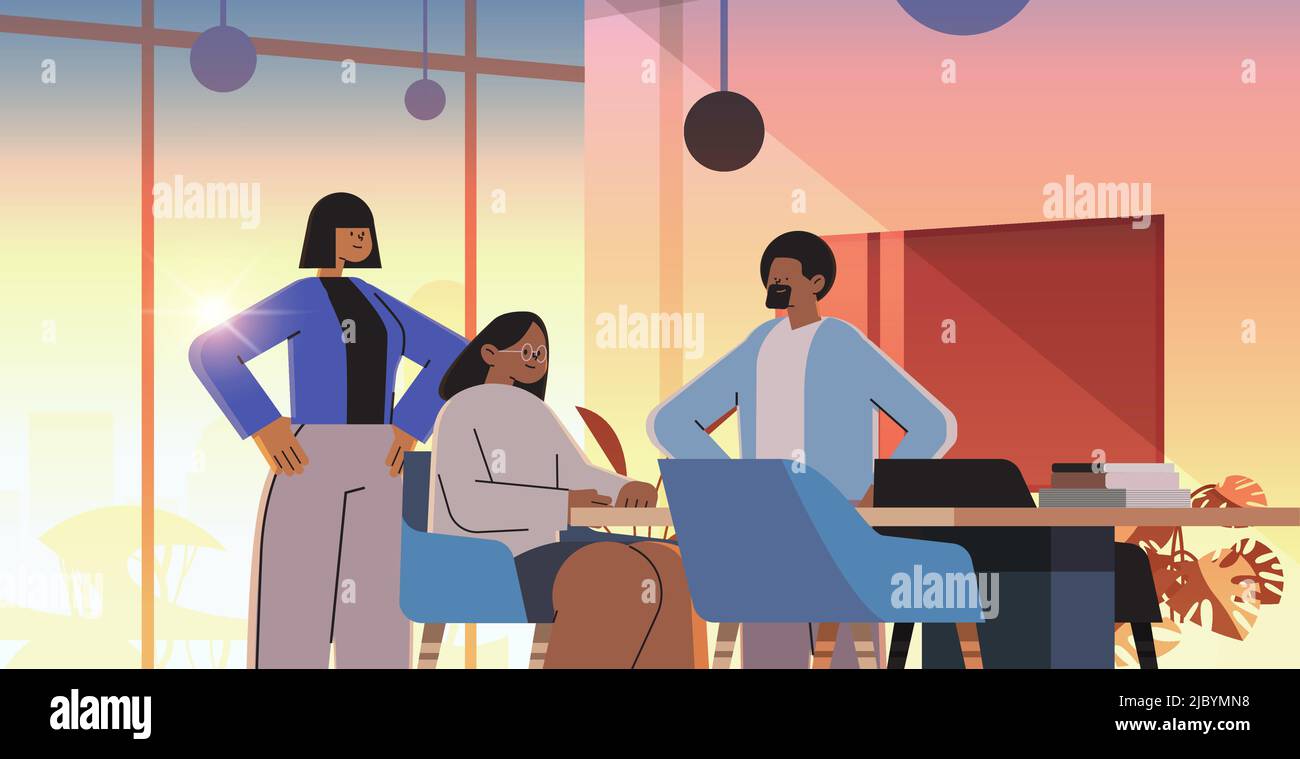 mix race businesspeople team working together in office teamwork ...